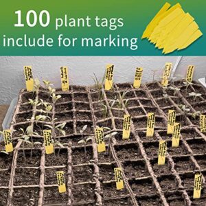 120Cells Seedling Start Trays,10 Pack Peat Pots Seedling Pots Biodegradable,Seedling Starter Kit,Organic Germination Plant Starter Trays,Cell Pots with 100 Labels,2 Transplant Tools,1 Spray Bottle