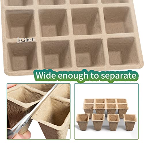 120Cells Seedling Start Trays,10 Pack Peat Pots Seedling Pots Biodegradable,Seedling Starter Kit,Organic Germination Plant Starter Trays,Cell Pots with 100 Labels,2 Transplant Tools,1 Spray Bottle