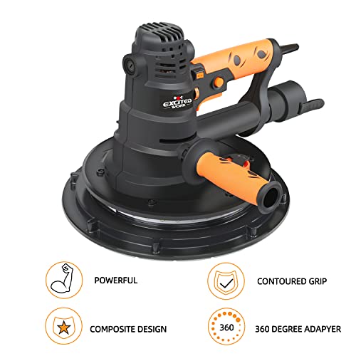 Excited Work Drywall Sander, 800W Electric Drywall Sander with Vacuum and LED Light Variable with a Removable Handle Carry Dust Collection Bag and 13 Pcs Sanding Discs