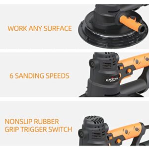 Excited Work Drywall Sander, 800W Electric Drywall Sander with Vacuum and LED Light Variable with a Removable Handle Carry Dust Collection Bag and 13 Pcs Sanding Discs