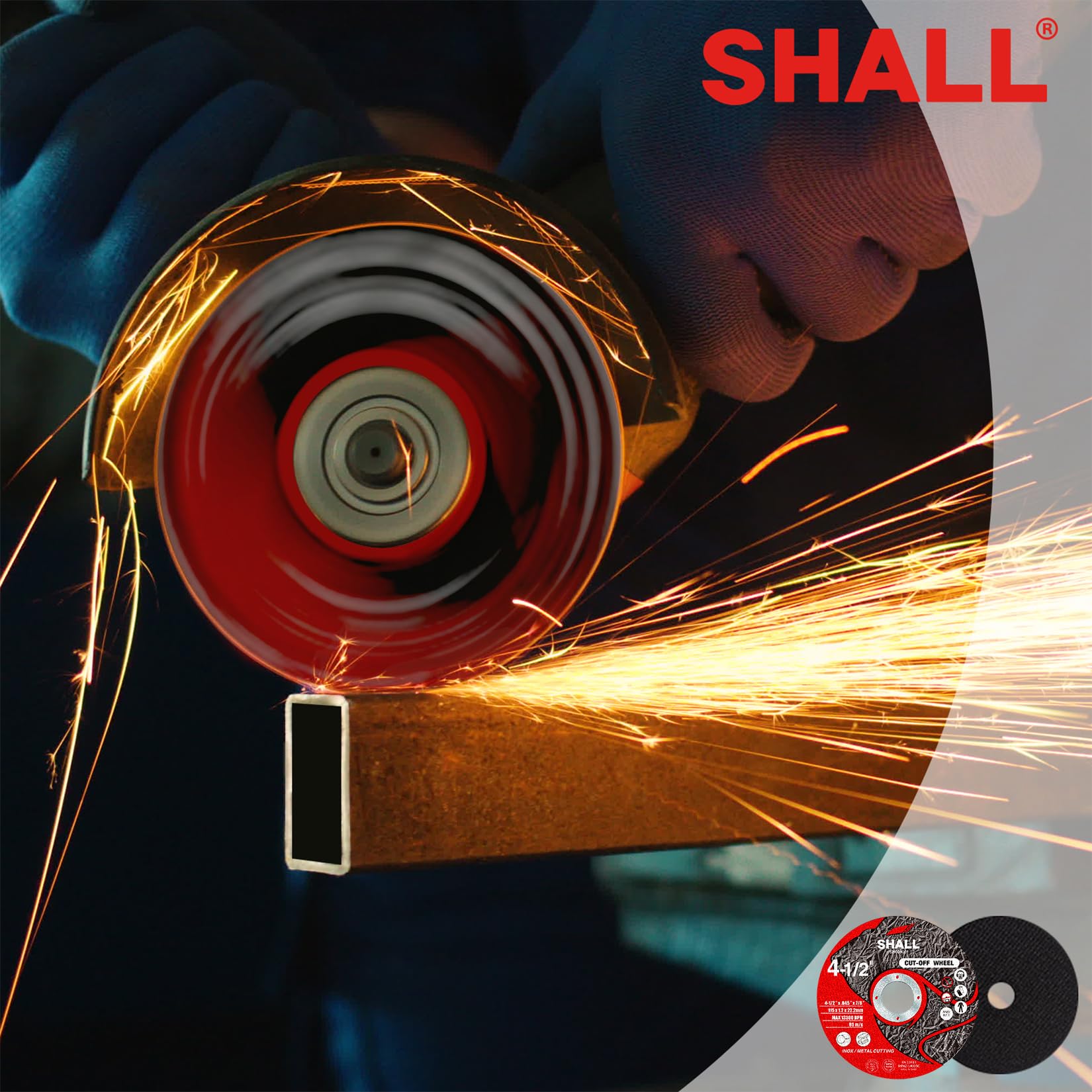 SHALL 50-Pack Cut Off Wheels 4 1/2 x 7/8 Inch, Cutting Wheel with Pouch for Angle Grinder, 4.5” Metal & Stainless Steel Fast Cutting Disc, Grinder Wheel for General Purpose Metal Cutting