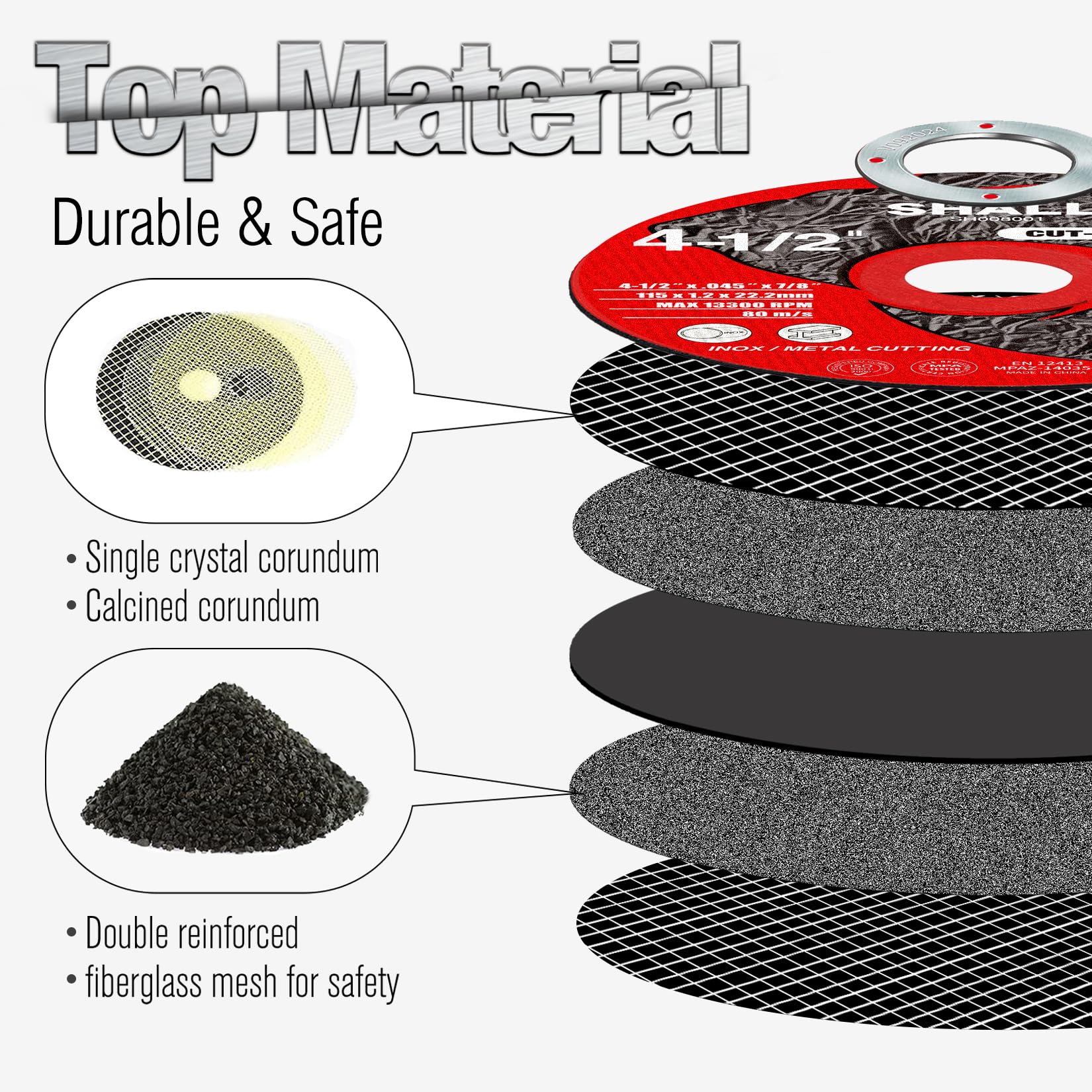 SHALL 50-Pack Cut Off Wheels 4 1/2 x 7/8 Inch, Cutting Wheel with Pouch for Angle Grinder, 4.5” Metal & Stainless Steel Fast Cutting Disc, Grinder Wheel for General Purpose Metal Cutting