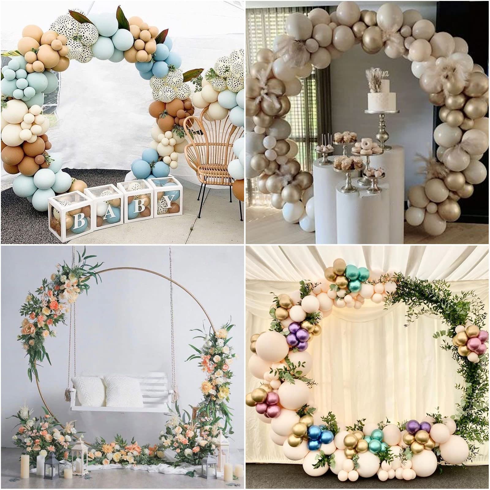 Fikowo Round Arch Backdrop Stand Kit - 7.2ft Large Golden Metal Circle Balloon Arch Frame with Base for Wedding Baby Shower Birthday Party Decoration