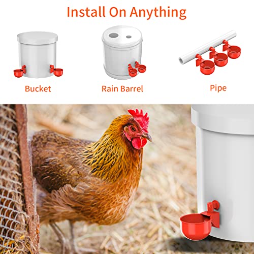 sansheng Chicken Waterer Cups,3/8 Inch Thread Automatic Filling Chicken Water Cups(Pack of 12)