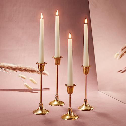 LampLust Flameless Candles with Remote Battery Operated Flickering Flameless Candles, 9in LED Candles, Ivory Real Wax, Wedding Decor, Valentine, Mantel and Farmhouse Home Decorations, Set of 4