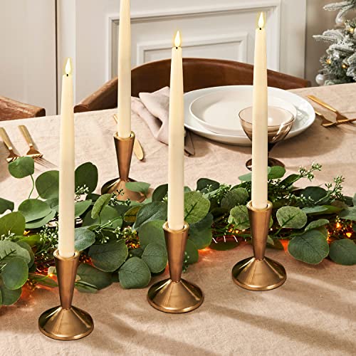 LampLust Flameless Candles with Remote Battery Operated Flickering Flameless Candles, 9in LED Candles, Ivory Real Wax, Wedding Decor, Valentine, Mantel and Farmhouse Home Decorations, Set of 4