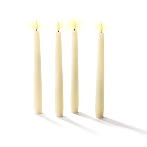 LampLust Flameless Candles with Remote Battery Operated Flickering Flameless Candles, 9in LED Candles, Ivory Real Wax, Wedding Decor, Valentine, Mantel and Farmhouse Home Decorations, Set of 4