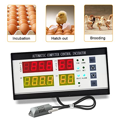 Fahrenheit Temperature Controller Thermostat AC 100V ~ 240V Full Automatic Control System Egg Incubator Machine with Temperature Humidity Sensor Probe