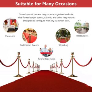 LVYIHAN 2 Pack Velvet Stanchion Rope Red, 5 Ft Crowd Control Ropes Barrier with Gold Hooks, Hanging VIP Rope for Party Decoration