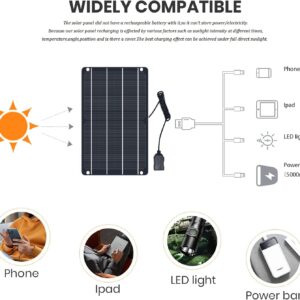 6W Solar Panel, 5V/1A Mini USB Solar Panel,IP67 Waterproof Monocrystalline Module DIY Solar Panel Kit with PET Material for Smart Phone, Small Fans Monitor Outdoor Security Camera