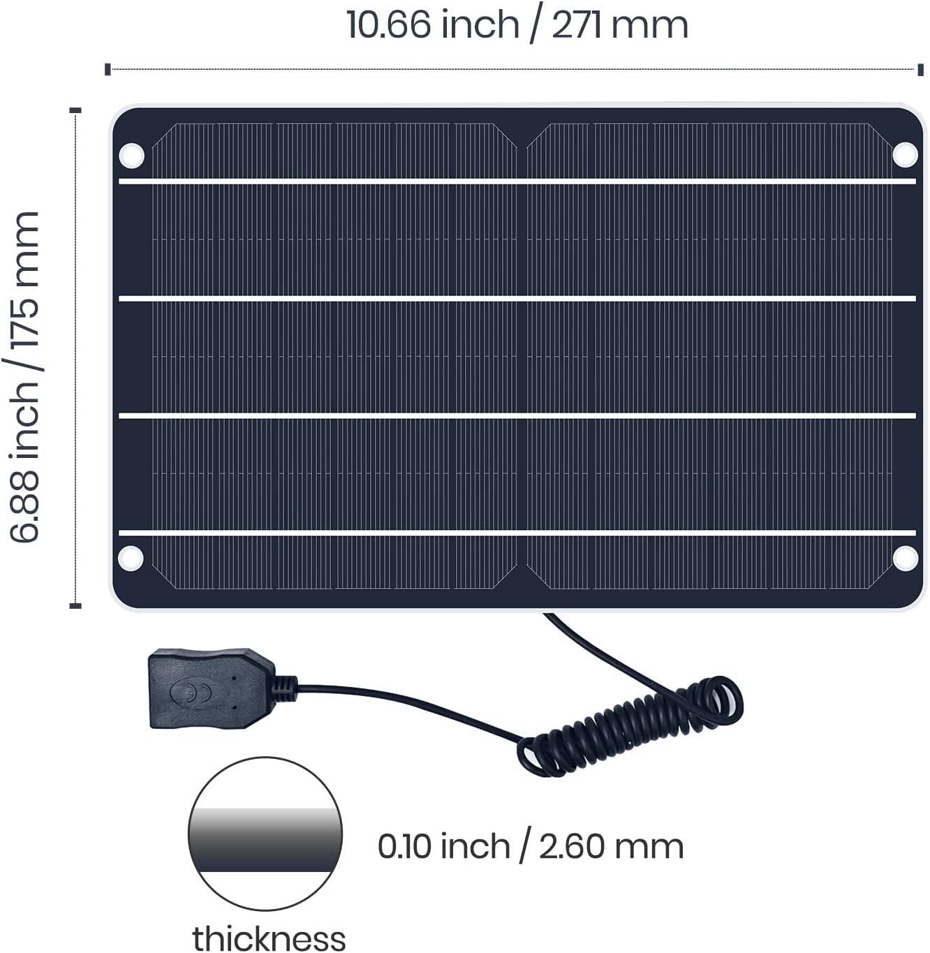 6W Solar Panel, 5V/1A Mini USB Solar Panel,IP67 Waterproof Monocrystalline Module DIY Solar Panel Kit with PET Material for Smart Phone, Small Fans Monitor Outdoor Security Camera