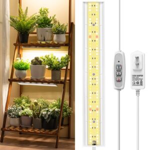 foxgarden grow light, full spectrum plant light strip for indoor plants, 96 led bright grow lamp with auto on/off timer 4/8/12h, 4 dimmable brightness