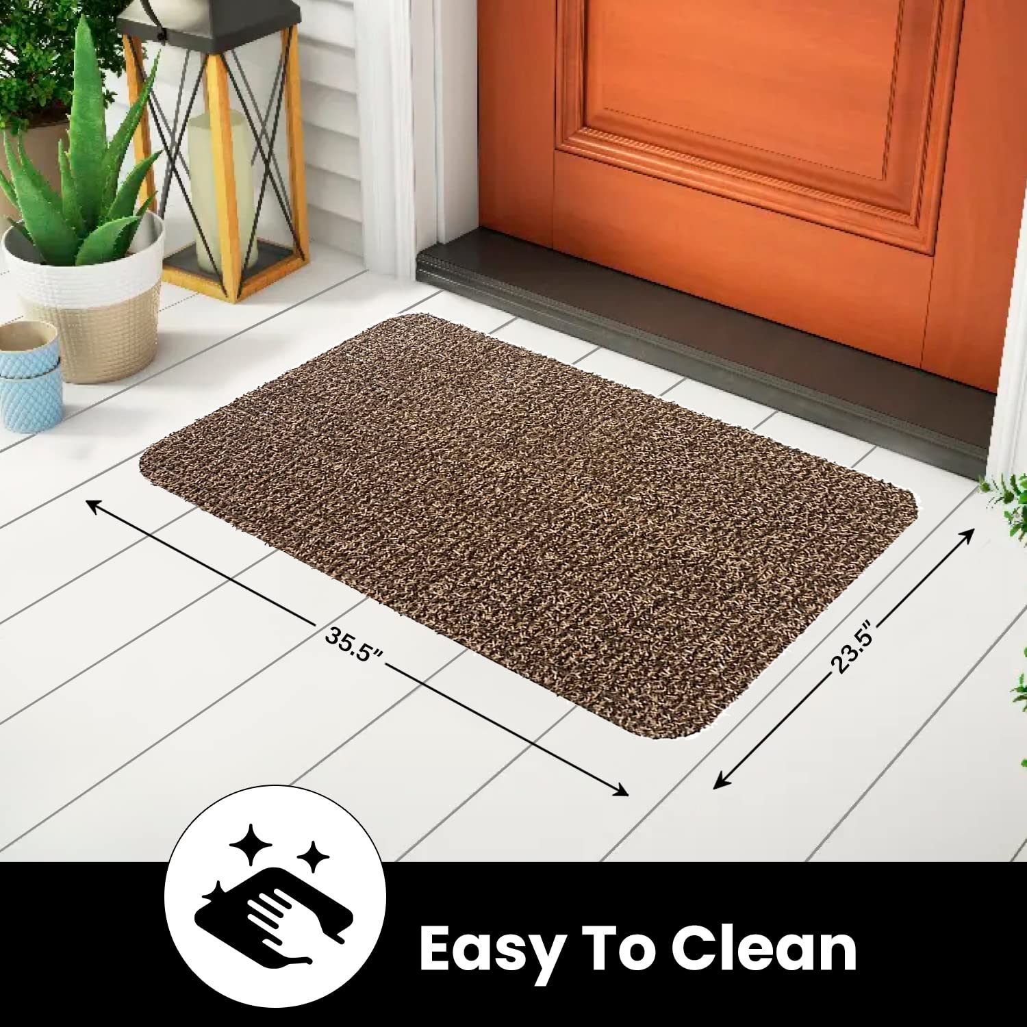 CLEAN MACHINE 10376923 High Traffic Astroturf Dirt Trapper Doormat, 23.5" x 35.5", Sandbar