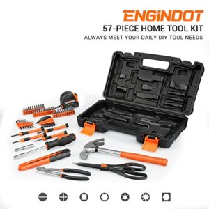 ENGiNDOT Home Tool Kit, 57-Piece Basic Tool kit with Storage Case for Household Repair, Home Improvement and DIY Project