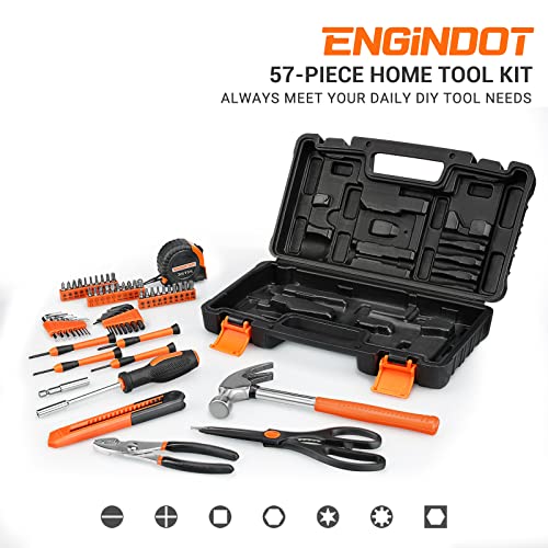 ENGiNDOT Home Tool Kit, 57-Piece Basic Tool kit with Storage Case for Household Repair, Home Improvement and DIY Project