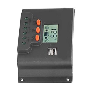 Solar Charge Controller, Solar Panel Controller LCD Auto USB Dual Port PWM Adjustable Solar Charge Controller for Industry 12/24V (20A)