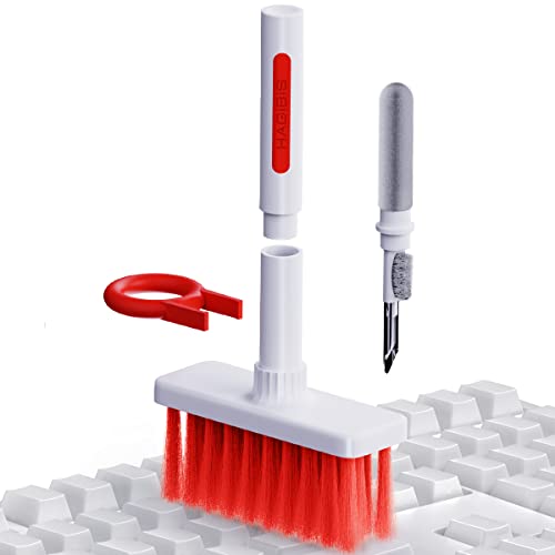 Hagibis Cleaning Soft Brush Keyboard Cleaner 5-in-1 Multi-Function Computer Cleaning Tools Kit Corner Gap Duster Keycap Puller for Bluetooth Earphones Lego Laptop Airpods Pro Camera Lens (Red)