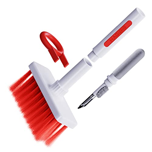 Hagibis Cleaning Soft Brush Keyboard Cleaner 5-in-1 Multi-Function Computer Cleaning Tools Kit Corner Gap Duster Keycap Puller for Bluetooth Earphones Lego Laptop Airpods Pro Camera Lens (Red)