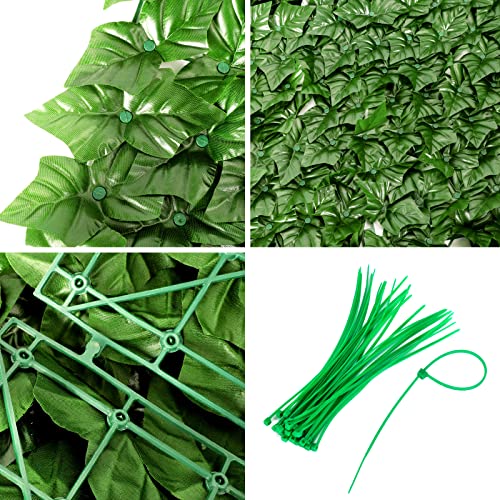 Whonline Artificial Faux Ivy Hedge Privacy Fence Wall Screen 118 x 39.4in Outdoor Privacy Fence Hedges Screen with 30pcs Nylon Cable Zip Ties for Balcony, Garden, Deck Décor