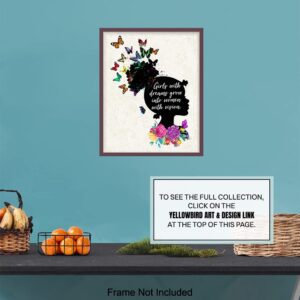 African American Girls Motivational Wall Art - Black Art - Inspirational Poster - Teens, Little Girls Bedroom, Kids Room - Positive Quotes - Encouragement Sayings - Daughter Gifts - Family Wall Decor