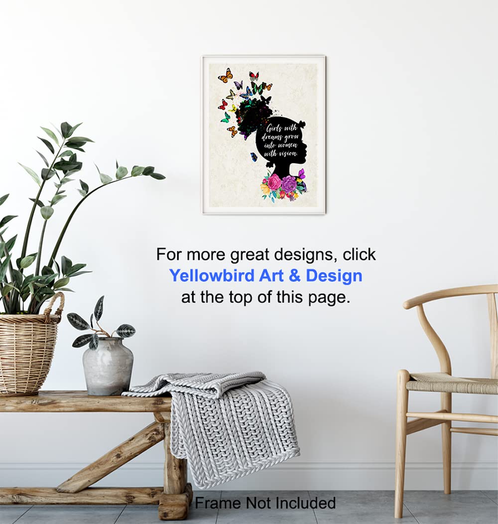 African American Girls Motivational Wall Art - Black Art - Inspirational Poster - Teens, Little Girls Bedroom, Kids Room - Positive Quotes - Encouragement Sayings - Daughter Gifts - Family Wall Decor