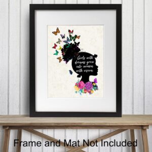 African American Girls Motivational Wall Art - Black Art - Inspirational Poster - Teens, Little Girls Bedroom, Kids Room - Positive Quotes - Encouragement Sayings - Daughter Gifts - Family Wall Decor