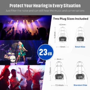 Hearprotek 2 Pairs High Fidelity Concert Ear Plugs, Noise Reduction Music Earplugs, Hearing Protection for Musicians, Festival, DJ’s, Nightclub, Concerts, Drummers, Party, Motorcyclists (23db) Black