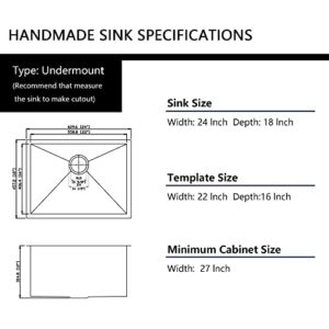 24 Undermount Luandry Sink -Mocoloo 24x18x12 Inch Utility Sink 16 Gauge Stainless Steel Under Counter Single Bowl 12 Inch Deep Laundry Room Utility Sinks