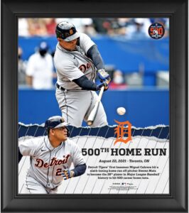 miguel cabrera detroit tigers framed 15" x 17" 500th career home run collage - mlb player plaques and collages