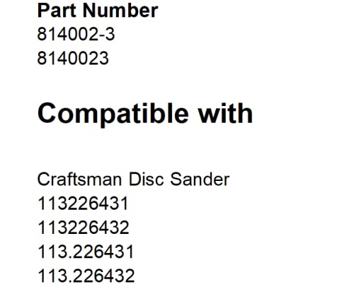 113.226431 113.226432 113226431 113226432 Drive Belt Compatible with Craftsman Disc Sander 2PCS