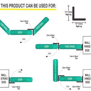 eatelle Multi-Purpose Clear Shower Door Side Seal L Shape Angle Jamb with Pre-Applied Tape for 1/4" to 1/2" Glass - 78 in Long (1)