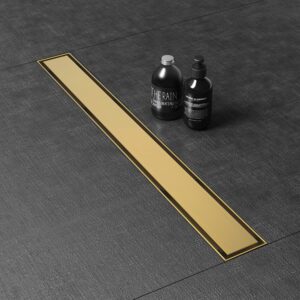 webang 24 inch shower linear gold drain rectangular floor drain with accessories reversible 2-in-1 cover tile insert grate removable sus304 stainless steel cupc certified brushed gold brass