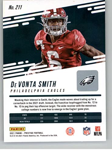 2021 Panini Prestige #211 DeVonta Smith RC Rookie Card Philadelphia Eagles Official NFL Football Trading Card in Raw (NM or Better) Condition