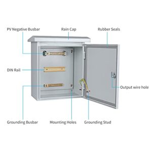 Renogy 5 String PV Combiner Box for On/Off-Grid Solar Panels System, w/Built-in DIN Rail, Labels, Cold-Formed Steel