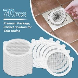 70 Pack Disposable Hair Catcher for Shower, Mckanti Disposable Hair Drain Catchers Hair Catcher Mesh Stickers for Bathroom, Washbasin, Bathtub, Kitchen