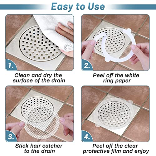 70 Pack Disposable Hair Catcher for Shower, Mckanti Disposable Hair Drain Catchers Hair Catcher Mesh Stickers for Bathroom, Washbasin, Bathtub, Kitchen