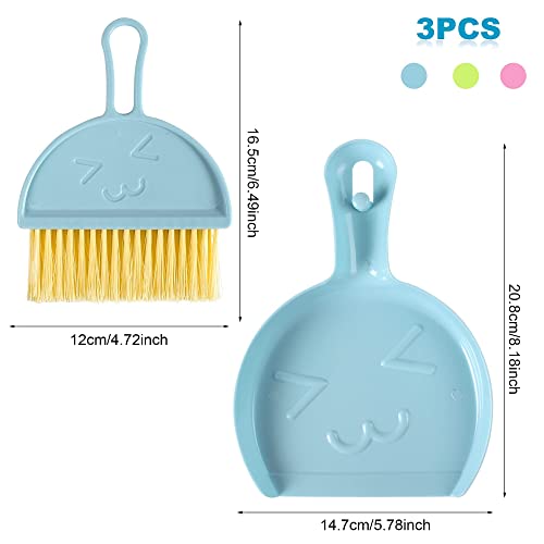 3PCS Small Broom and Dustpan Set for Home Mini Dust Pans with Brush Set Hand Dustpan and Brush Set Kids Dust Pan and Broom/Dustpan Combo Set Hangable Whisk Broom for Table,Countertop,Sofa,Key Board