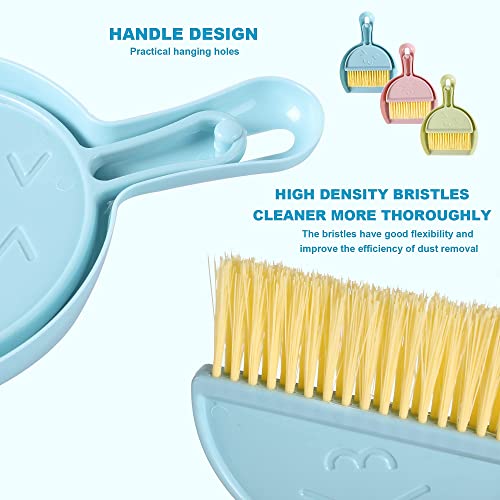 3PCS Small Broom and Dustpan Set for Home Mini Dust Pans with Brush Set Hand Dustpan and Brush Set Kids Dust Pan and Broom/Dustpan Combo Set Hangable Whisk Broom for Table,Countertop,Sofa,Key Board