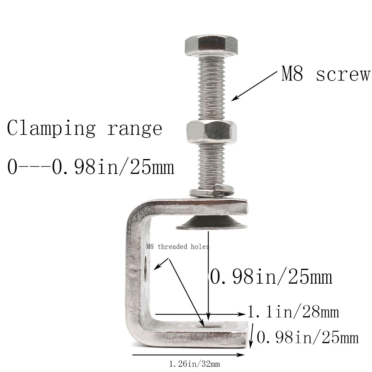 6Pcs Stainless Steel C-Clamp,wood Clamps,Tiger Clamp Heavy Duty,Wood Working Heavy Duty C-clamp with Wide Jaw Openings, for Welding/Carpenter/Building/Household Mount (6pc)