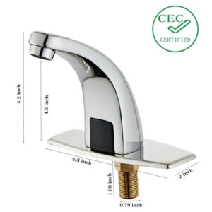 Commercial Automatic Touchless Sensor Bathroom Faucet,Motion Activated Hands Free Kitchen Sink TapCEC Watersense with Hole Cover Deck Plate, Chrome