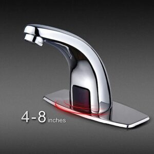 Commercial Automatic Touchless Sensor Bathroom Faucet,Motion Activated Hands Free Kitchen Sink TapCEC Watersense with Hole Cover Deck Plate, Chrome