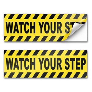 2 pc watch your step - 10x3 watch your step floor sticker - watch your step sticker - caution stickers - watch your step sign for floor outdoor/indoor