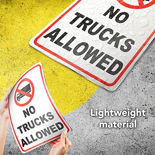 No Trucks Sign - 8x12 Aluminum No Big Trucks Sign - No Truck Parking Signs - No Trucks Allowed Sign - Private Road No Truck Turnaround Sign