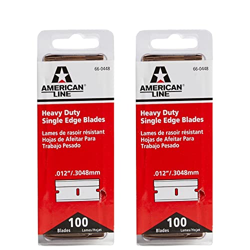 American Line Single Edge Razor Blades - 200-Blades - 0.012" Heavy Duty High Carbon Steel for Extra Durability and Long Life