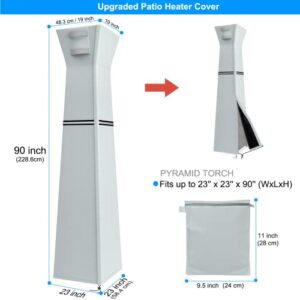 Top Hill Pyramid Patio Heater Cover ，Outdoor Heater Cover Waterproof Zipper Designed with Storage Bag，Stand-Up Outdoor Propane Patio Heater Cover 21" L x 21" W x 90" H (Grey）