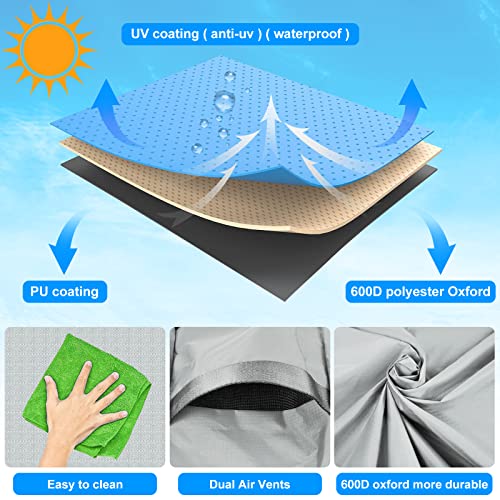 Top Hill Pyramid Patio Heater Cover ，Outdoor Heater Cover Waterproof Zipper Designed with Storage Bag，Stand-Up Outdoor Propane Patio Heater Cover 21" L x 21" W x 90" H (Grey）