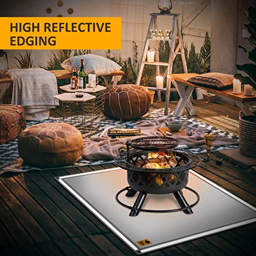 Semmiro 40" x 40" Square Fire Pit Mat, 3-Layer Fireproof Grill Pad Ember Mat with Reflective Edging for Outdoor Wood Burning Fire Pit, Protector of Deck, Patio, Wood Floor, Grass, Campsite, Lawn