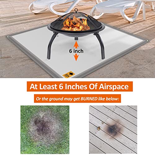 Semmiro 40" x 40" Square Fire Pit Mat, 3-Layer Fireproof Grill Pad Ember Mat with Reflective Edging for Outdoor Wood Burning Fire Pit, Protector of Deck, Patio, Wood Floor, Grass, Campsite, Lawn