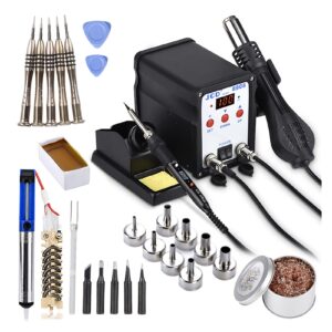 welder 2 in 1 750w soldering station lcd digital display welding rework station for cell-phone bga smd pcb ic repair solder tools (color : black)