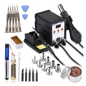 Welder 2 IN 1 750W Soldering Station LCD Digital Display Welding Rework Station For Cell-phone BGA SMD PCB IC Repair Solder Tools (Color : Black)